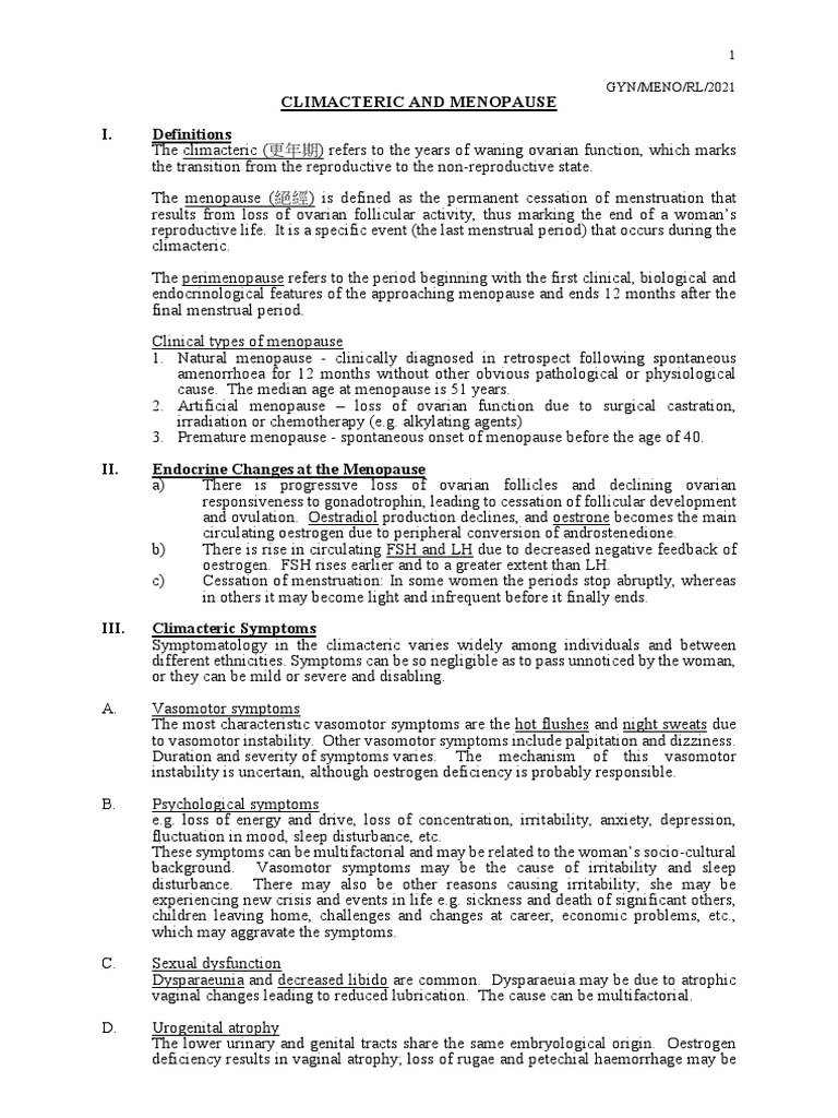 Menopause Notes | Download Free PDF | Hormone Replacement Therapy ...