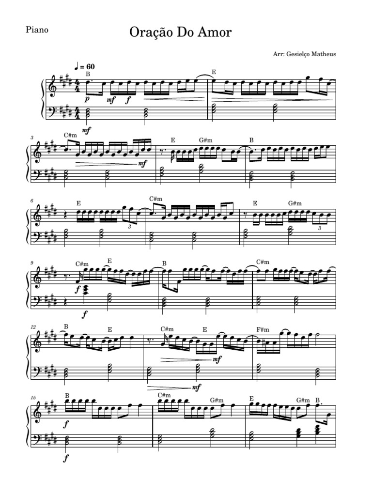 Oração Do Amor Piano Pdf