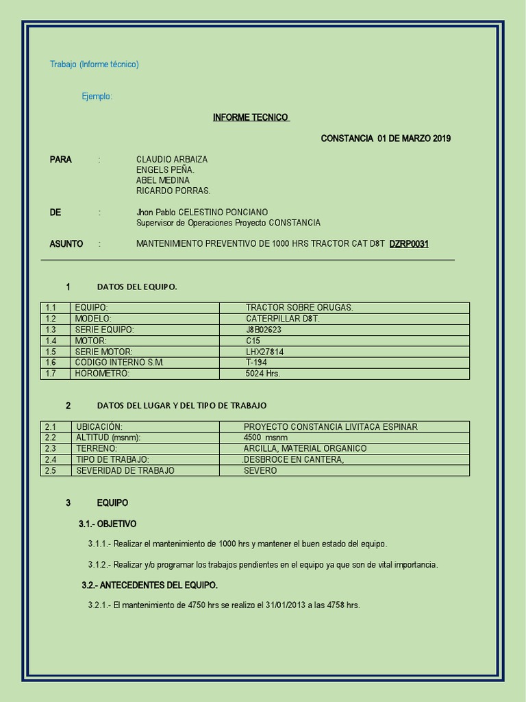 Modelo Formato de Informe Tecnico | PDF | Bienes manufacturados ...