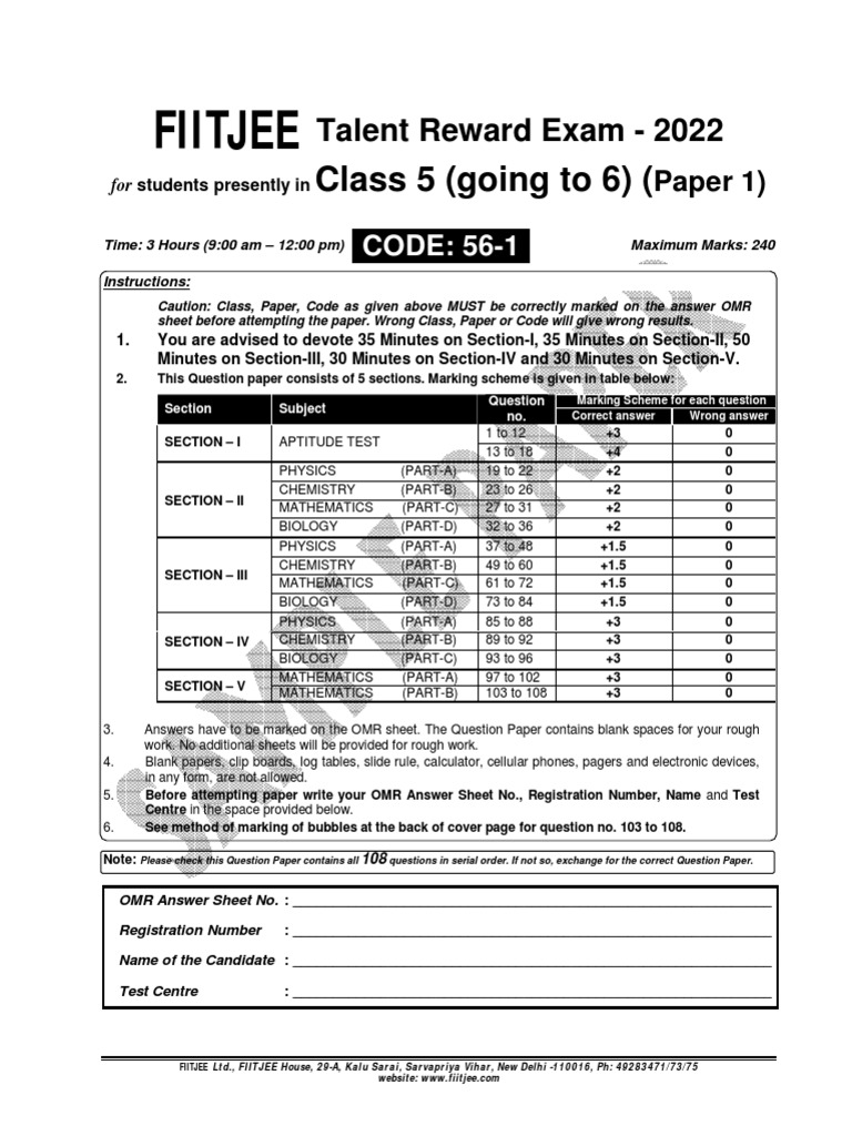 Sample Paper-Ftre-2022-Class-V-P1-At+pcbm | PDF | Rock (Geology) | Jupiter