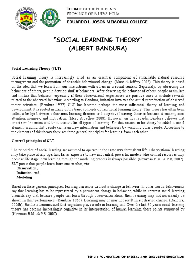 Albert Bandura Social Learning Theory | PDF | Learning | Behaviorism