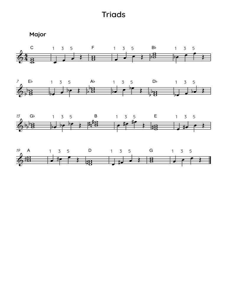 Worksheet - Triads - Treble Clef | PDF