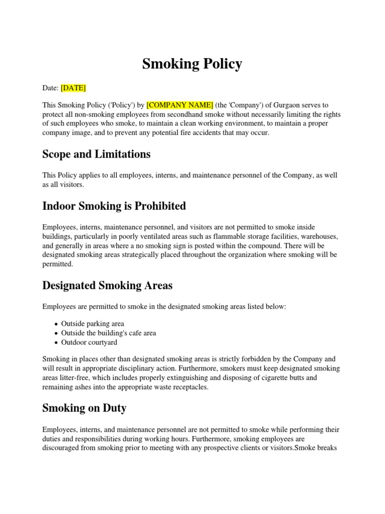 Workplace Smoking Policy Guidelines | PDF | Business