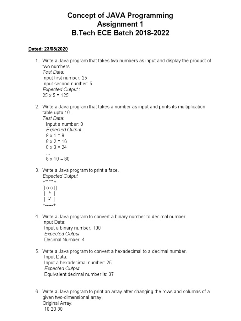 Java Tasks for ECE Students | PDF | Numbers | Array Data Structure
