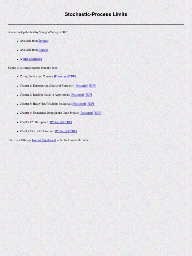 Whitt Ward - Stochastic Process Limits | PDF | Causality | Computing