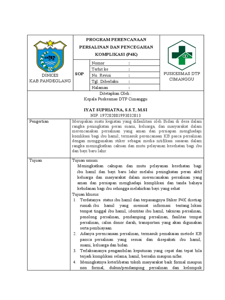 Sop Pelayanan P4K | PDF