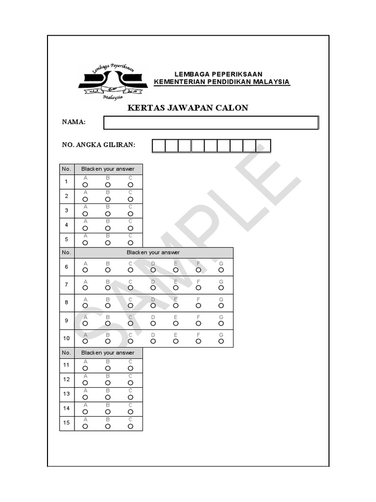 PT3 Listening Test Answer Sheet | PDF