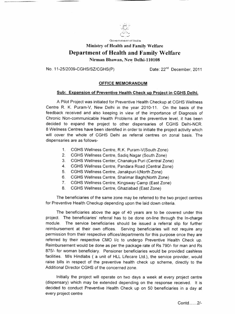 Expansion of Preventive Health Check Up | PDF