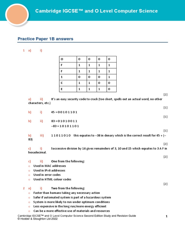 CS SRG Paper-1B-answers | PDF | Computer Data Storage | Random Access Memory