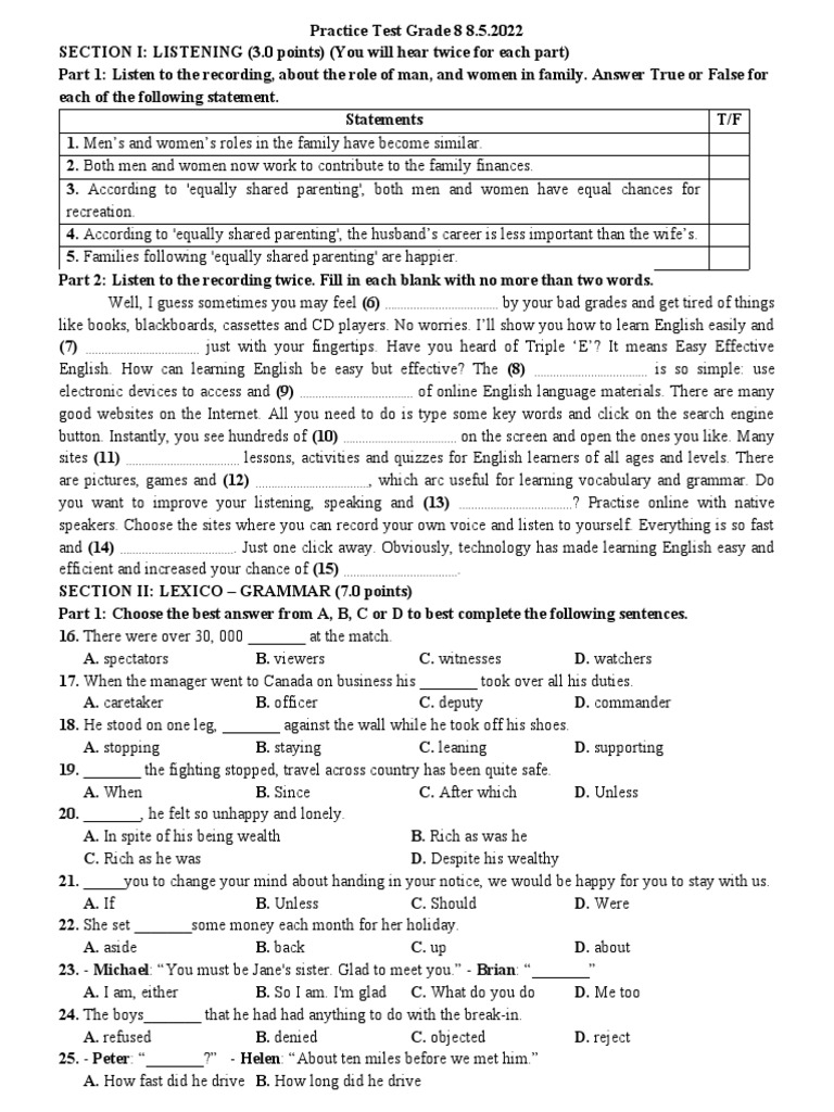 Beyond Concrete Reading: Grade 8 Practice Test | PDF | Water Vapor | Water