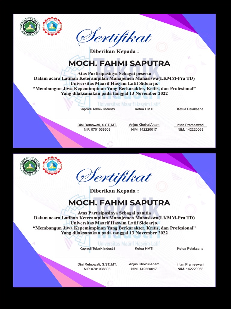 Sertif LKMM Pra TD | PDF