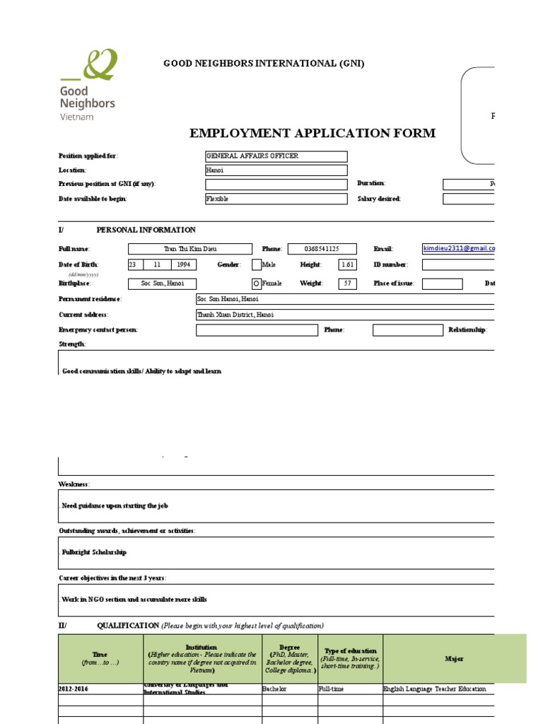 GNI_ Application Form | PDF | Academic Degree | Travel Visa