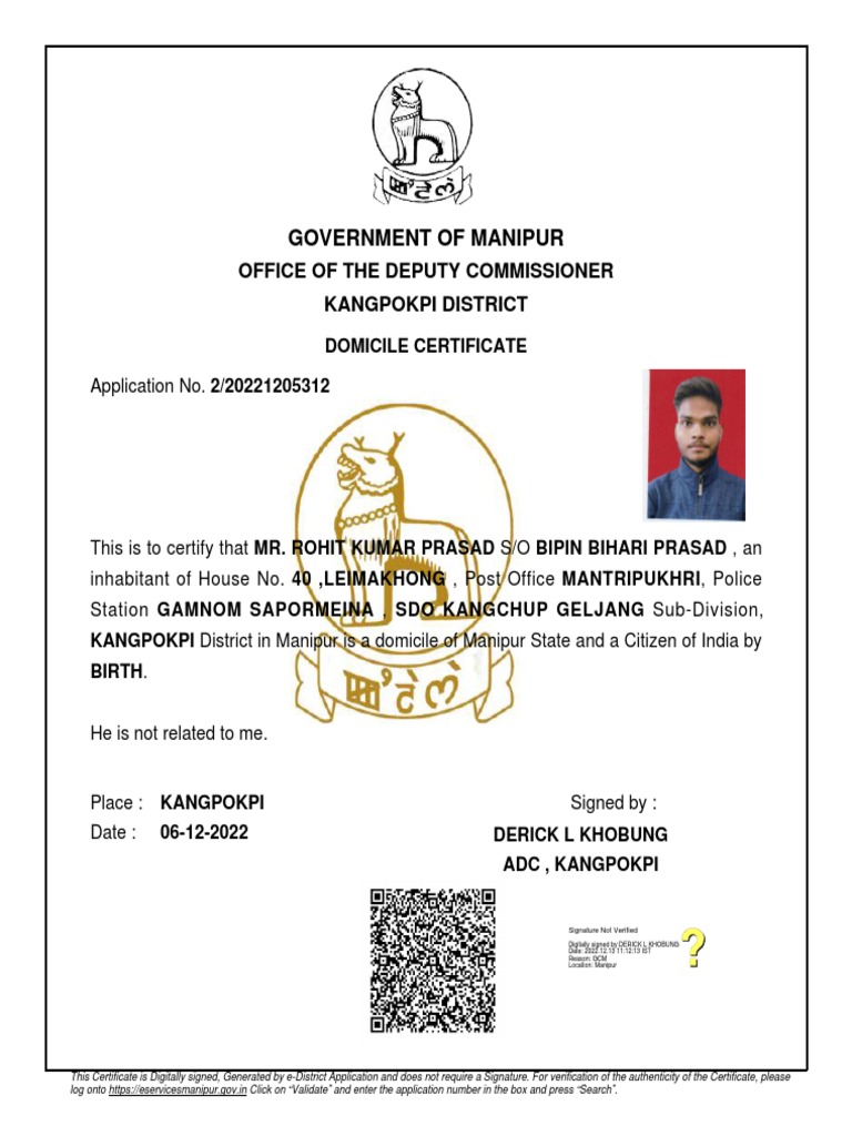 Domicile Certificate | PDF