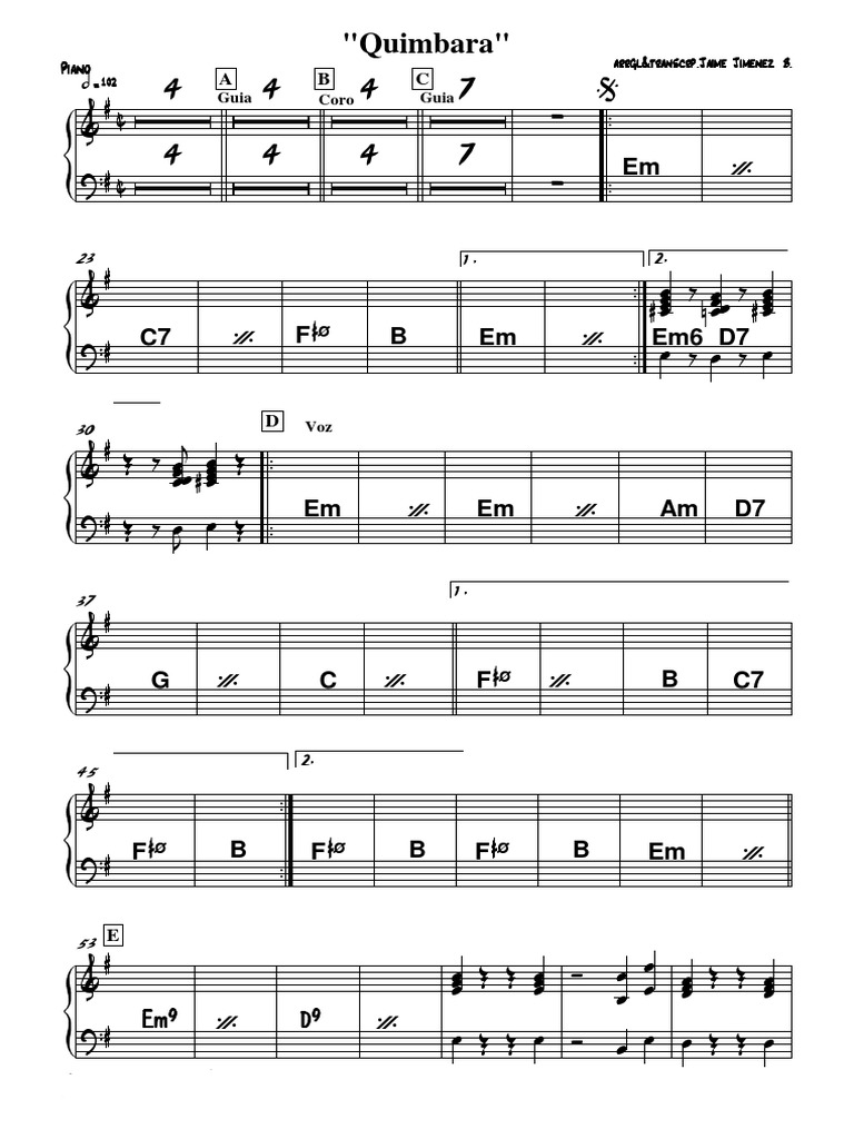 Quimbara - Piano | PDF