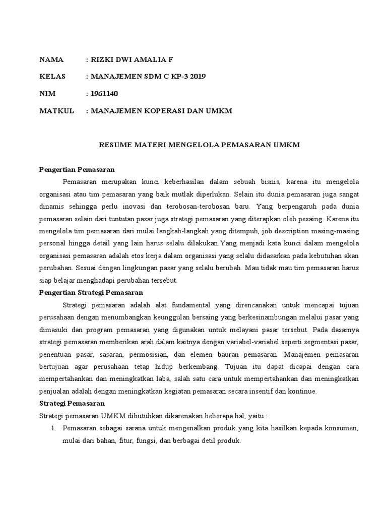 Resume Materi 8 MNJ Koperasi | PDF