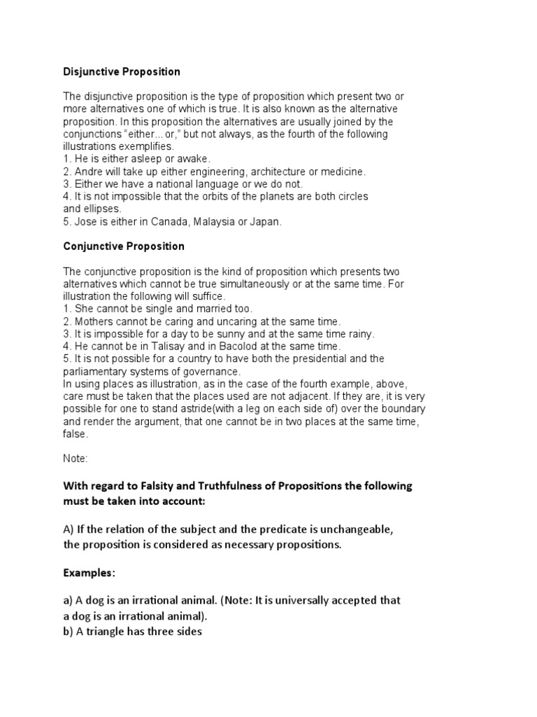 Disjunctive Proposition | PDF