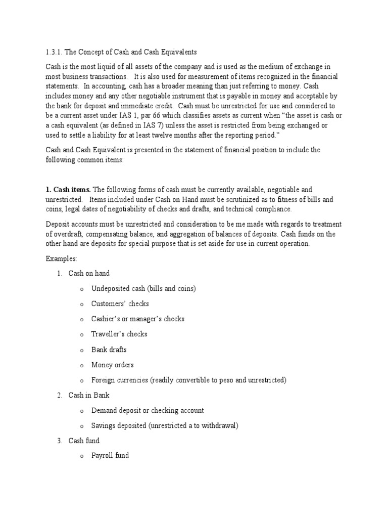 Understanding Cash and Equivalents | PDF | Cheque | Deposit Account