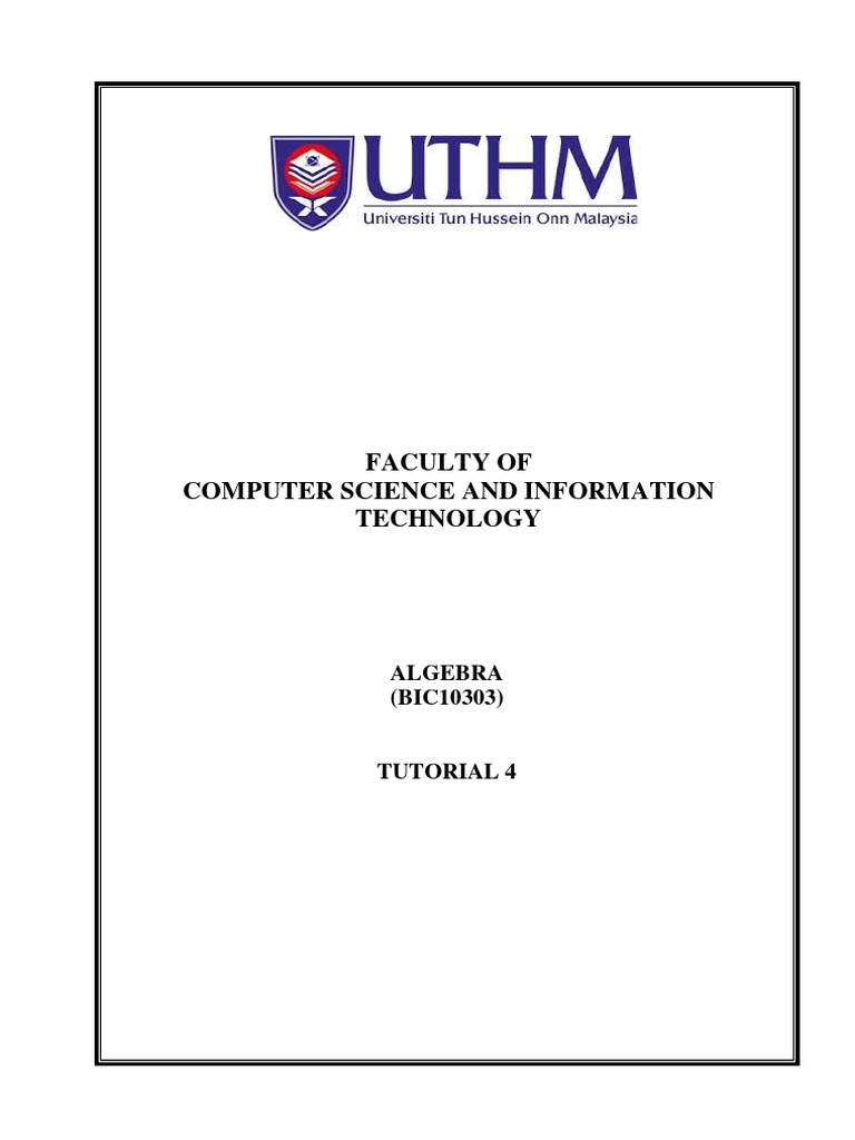 Faculty of Computer Science and Information Technology: Algebra ...