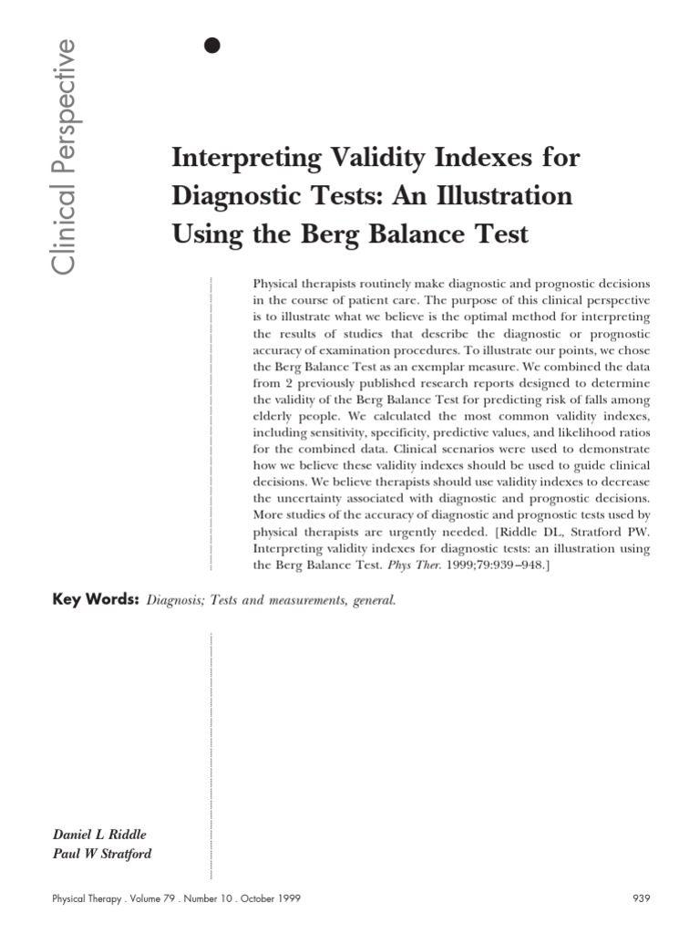 Interpreting Validity Indexes for Diagnostic Tests: An Illustration ...