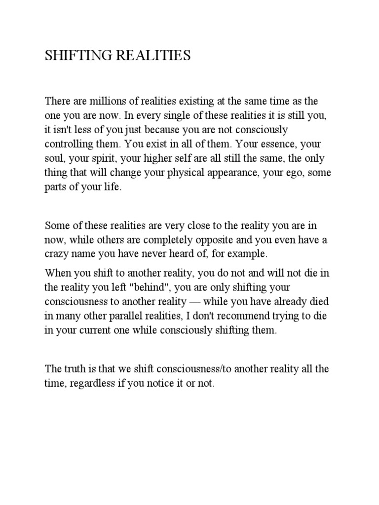 Reality Shifting Research | PDF | Reality | Consciousness