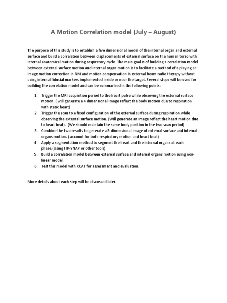 Motion Correlation Model for Organ Motion | PDF