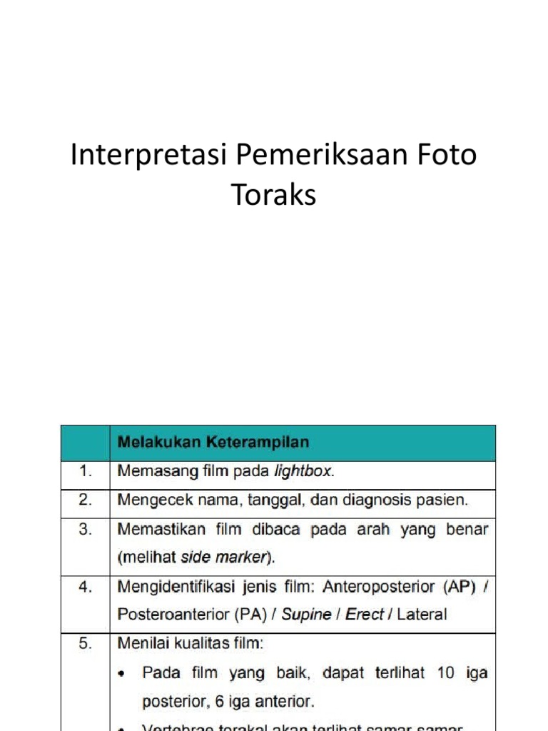 Interpretasi Pemeriksaan Foto Toraks | PDF