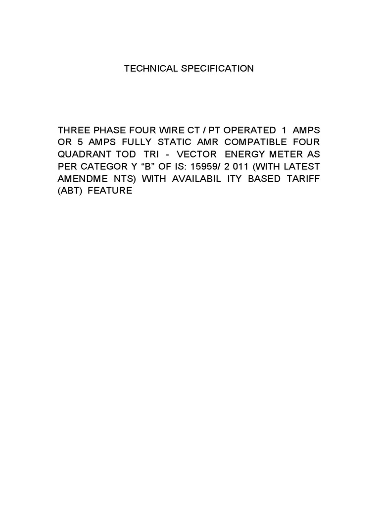 TOD Energy Meter Technical Specification | PDF | Computer Engineering ...