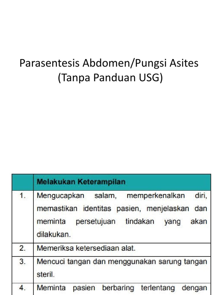 Parasentesis Abdomen/Pungsi Asites (Tanpa Panduan USG) | PDF