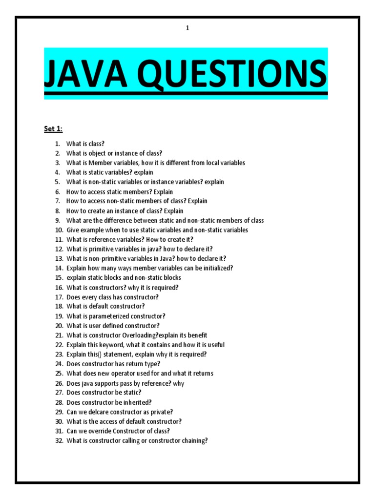 JAVA QUESTION - MR - ABHISHEK AVULA | Download Free PDF | Class ...