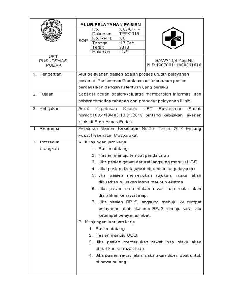 7.1.4 Sop Alur Pelayanan Pasien | PDF