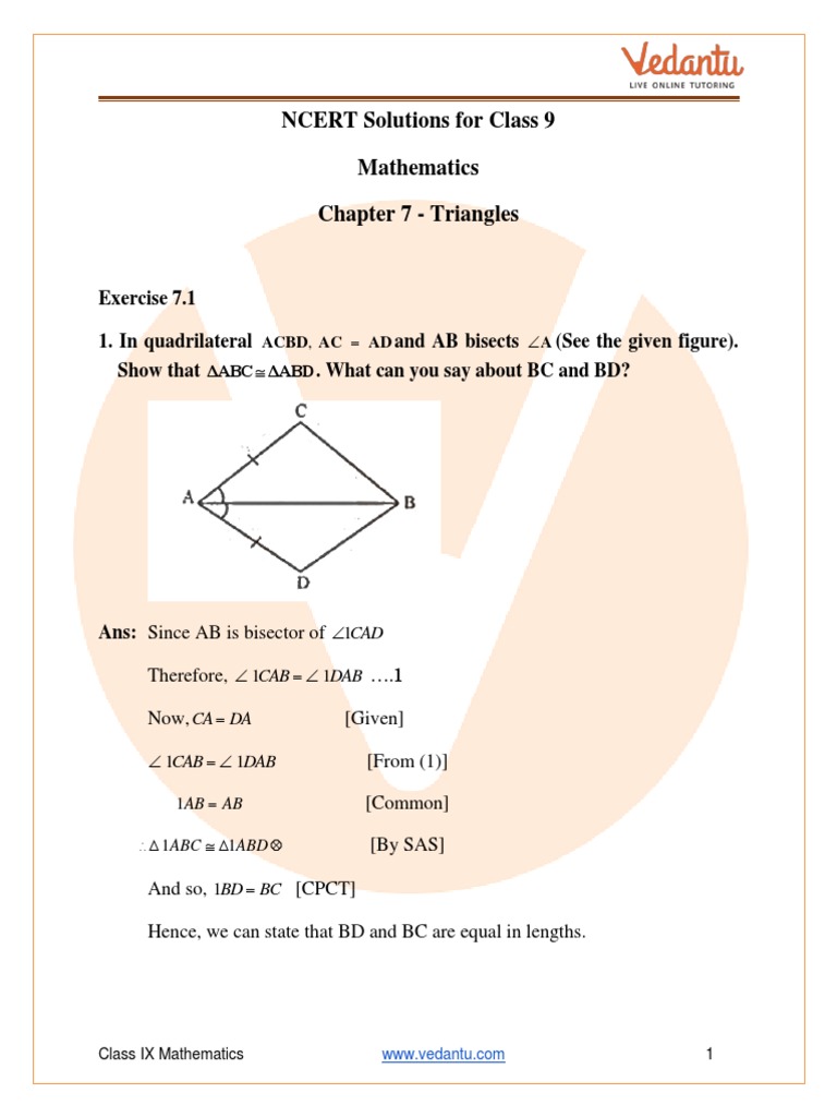 Class 9 - Maths - Triangles | PDF | Triangle | Perpendicular