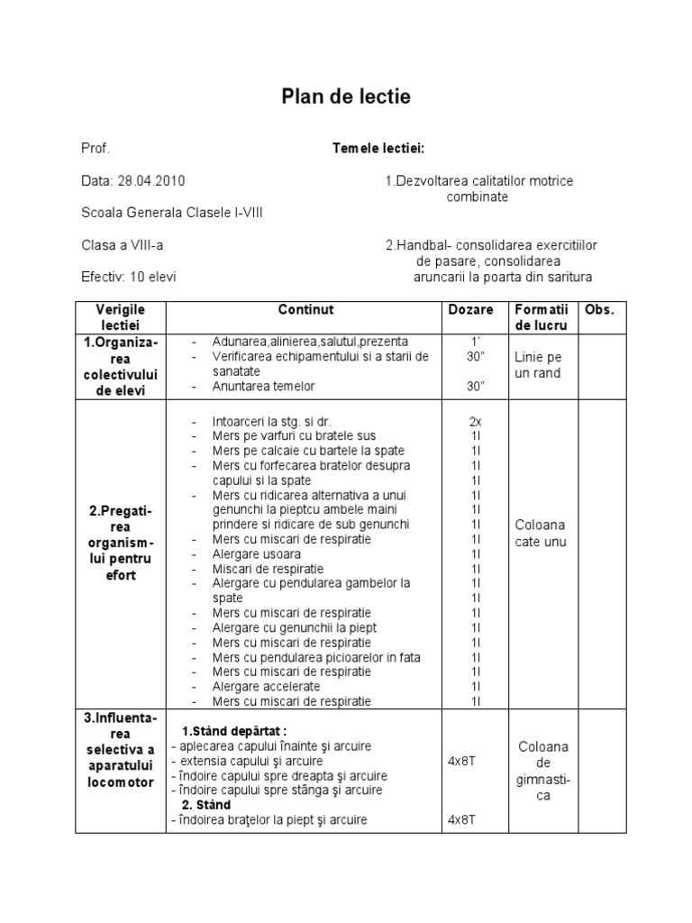 Model Plan de Lectie | PDF