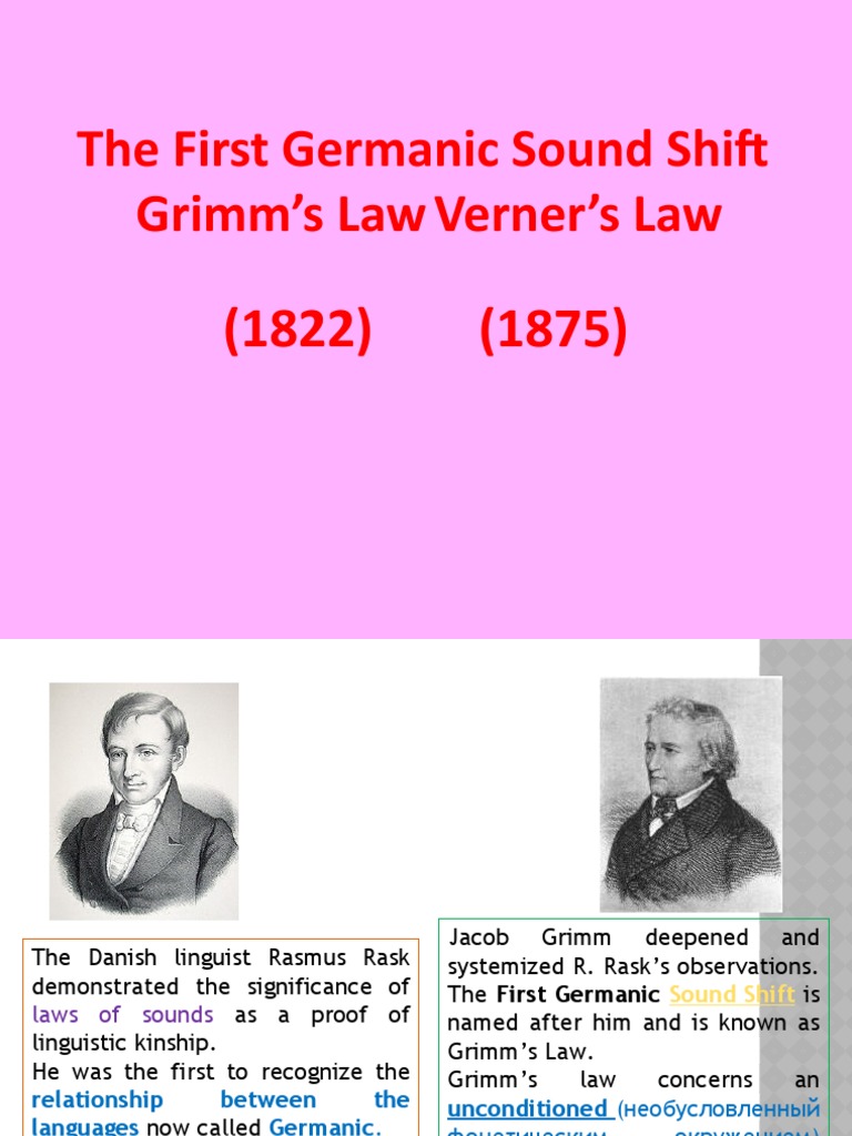 The First Germanic Sound Shift Grimm's Law Verner's Law | Download Free ...