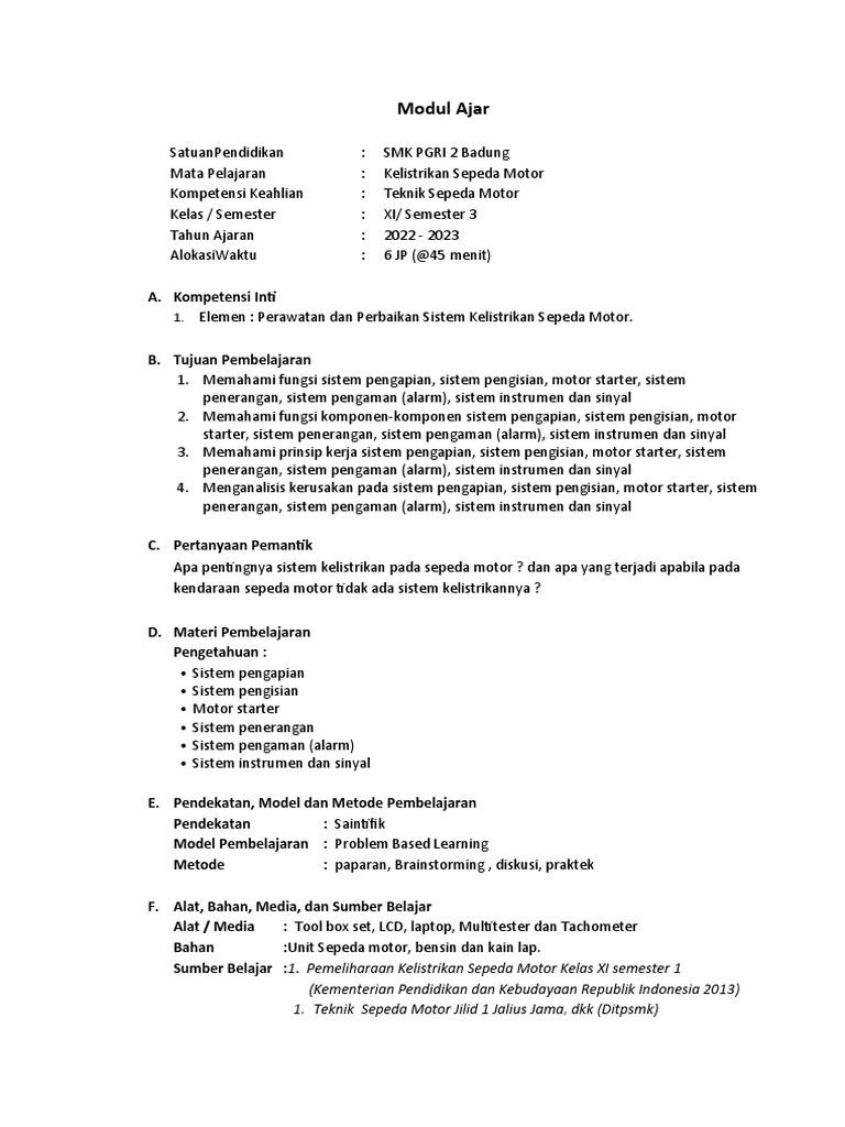 Modul Ajar Kelas XI - Kelistrikan | PDF Modul Ajar Kelas XI - Kelistrikan | PDF