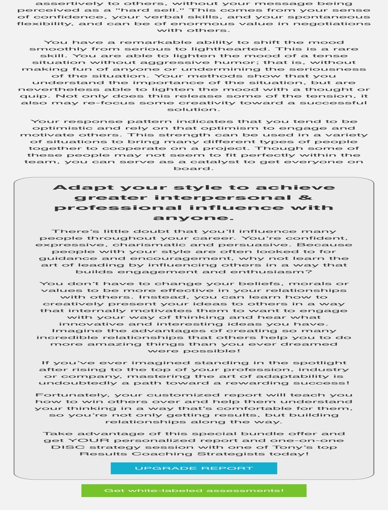 Tony Robbins Assessments | PDF | Optimism | Creativity