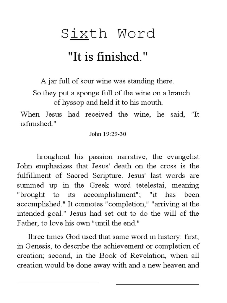 7 Last Word | PDF | Jesus | Gospel Of John