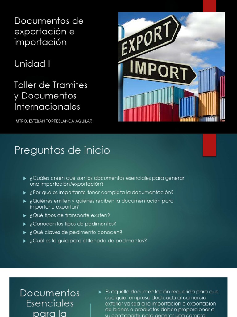 Documentos de exportación e importación Unidad I | PDF | aduana ...