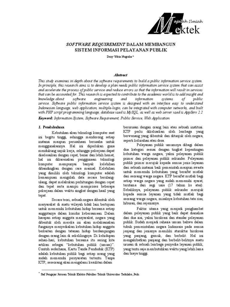 Kebutuhan Software Layanan Publik | PDF