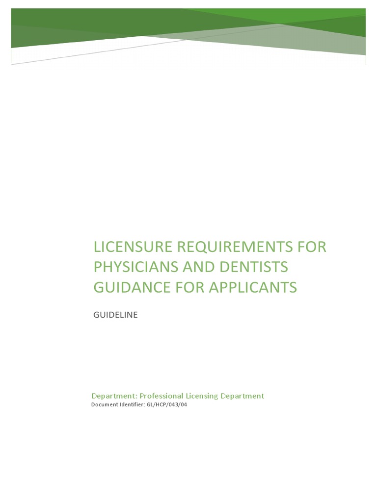 Licensure Requirements For Physicians and Dentists | PDF | Doctor Of ...