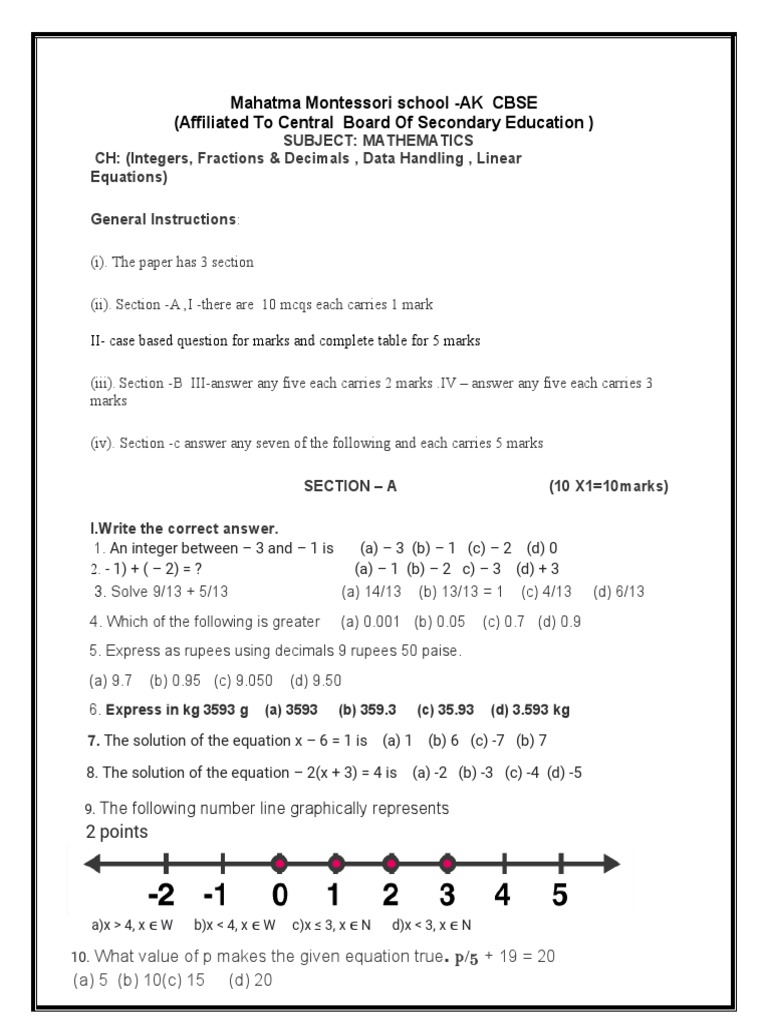 Mock Exam - Grade 7 Updated | PDF | Equations | Numbers