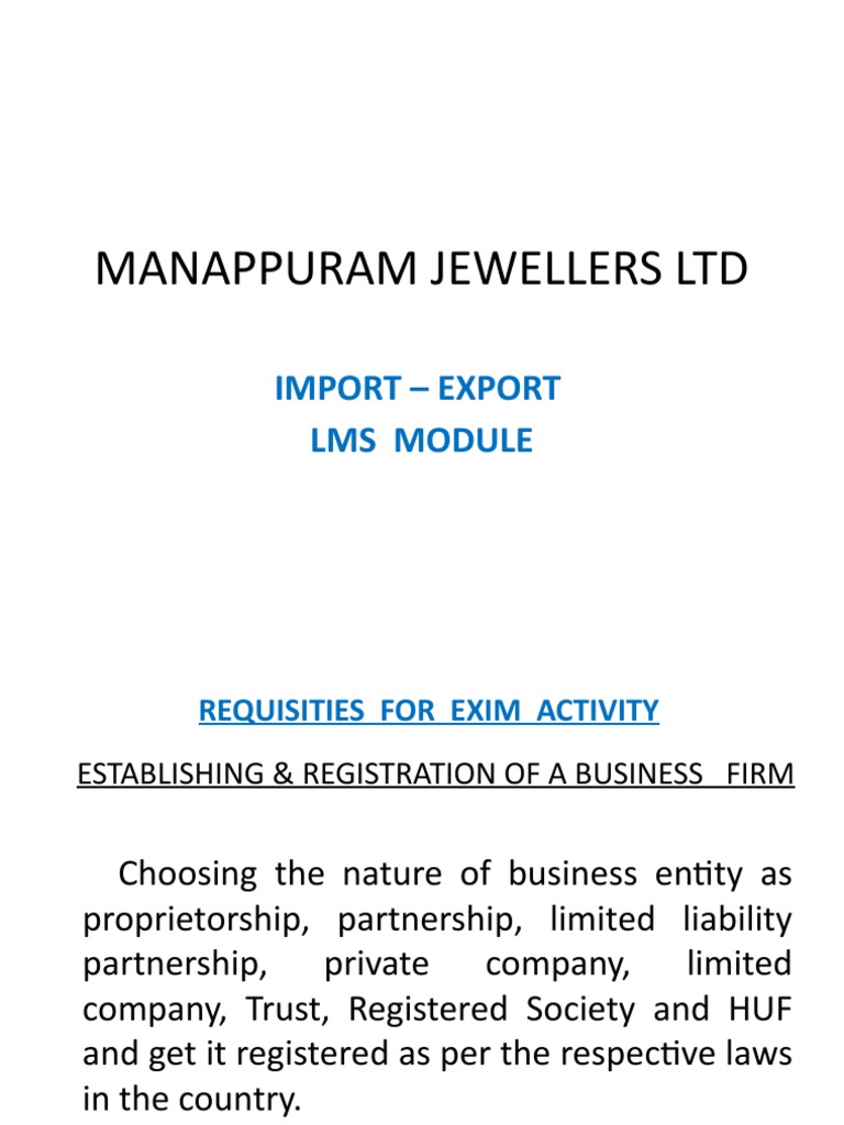 Lms Module On Export - Import of Jewellery | PDF | Credit | Finance & Money Management