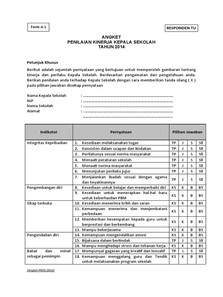 Dokumen - Tips Angket Untuk Pkks | PDF