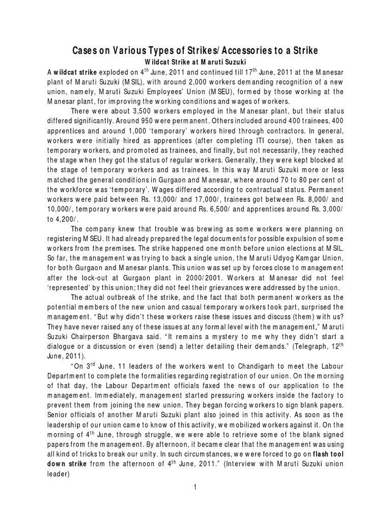 Cases On Various Types of Strikes | PDF