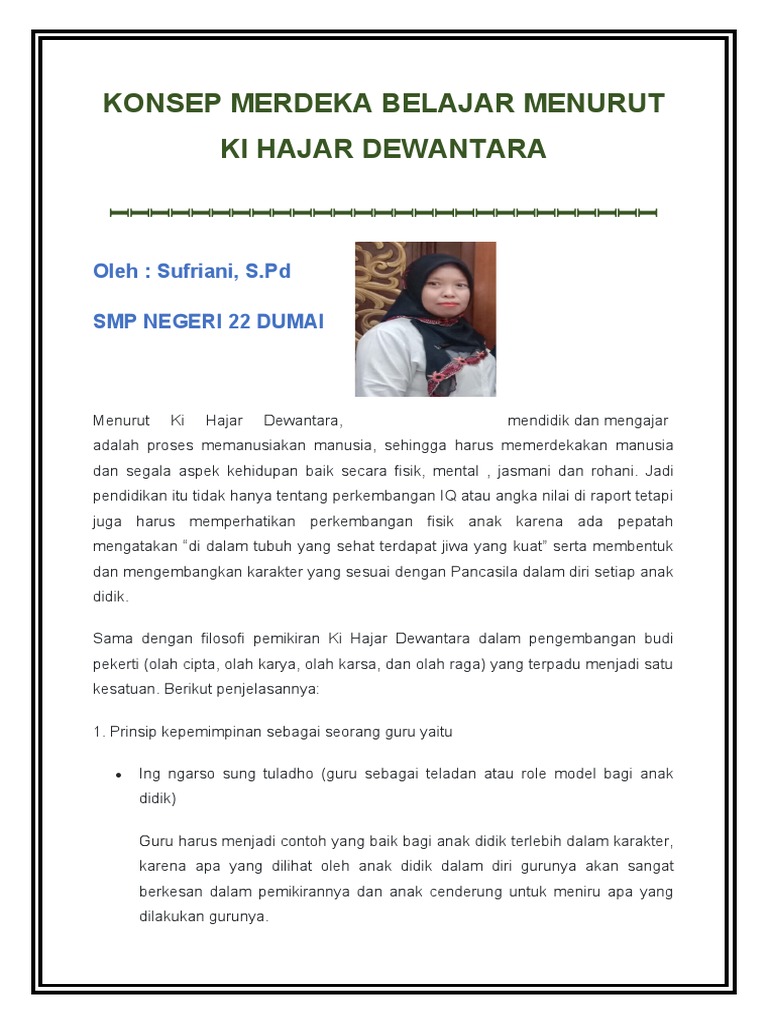Konsep Merdeka Belajar Menurut Ki Hajar Dewantara | PDF