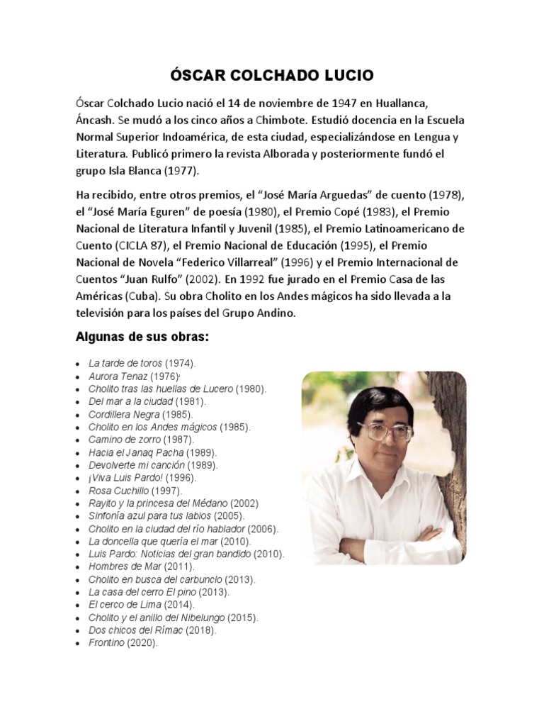Óscar Colchado Lucio | PDF | Poesía