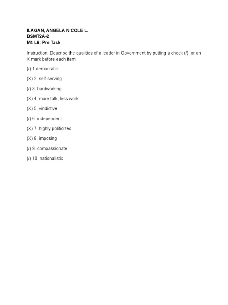 Ilagan - m4 l6 - Pre Task | PDF