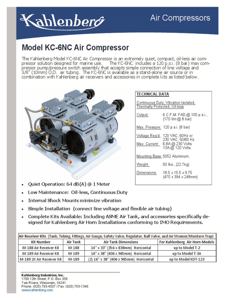 kc-6nc Air Compressor | PDF | Mains Electricity | Physical Quantities