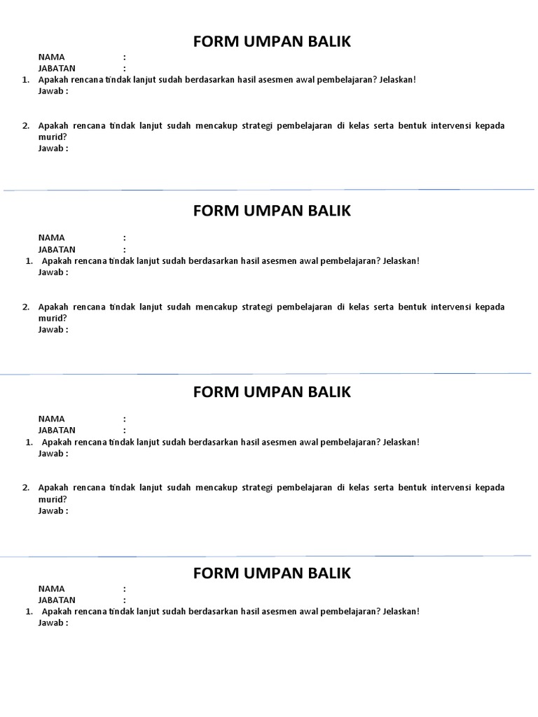 Form Umpan Balik | PDF