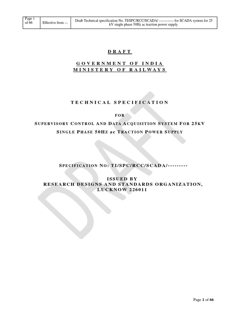 Final Draft 25 Kv Traction Scada Specification Final Draft Download Free Pdf Electrical