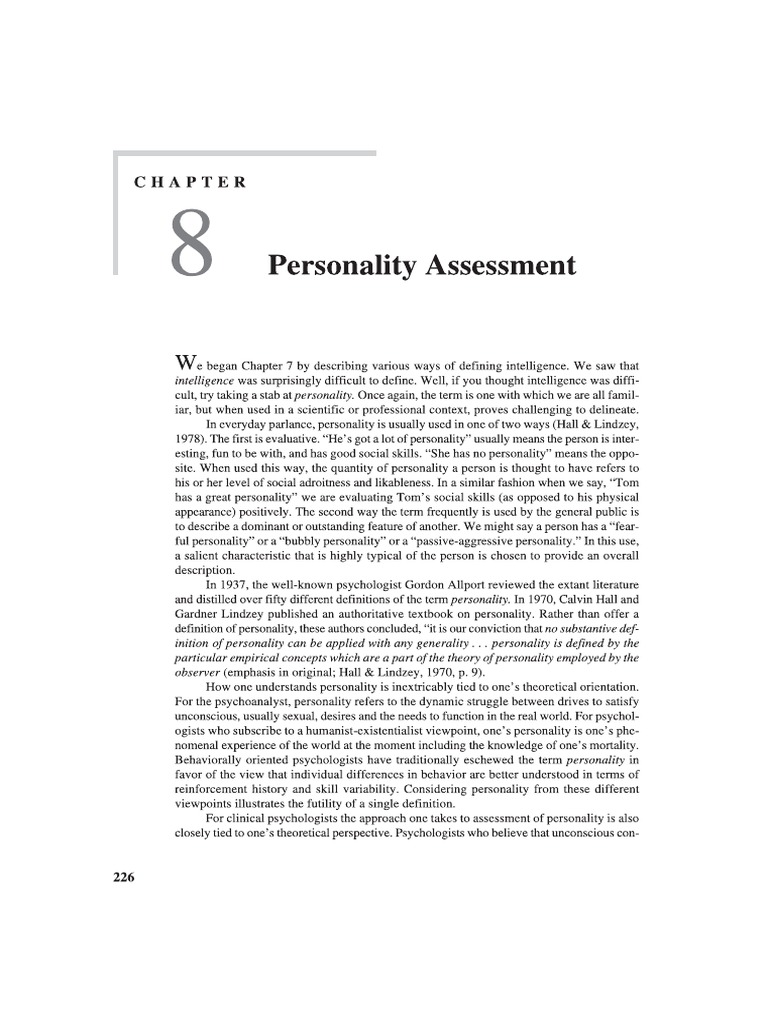 Chapter Personality Assessment | PDF